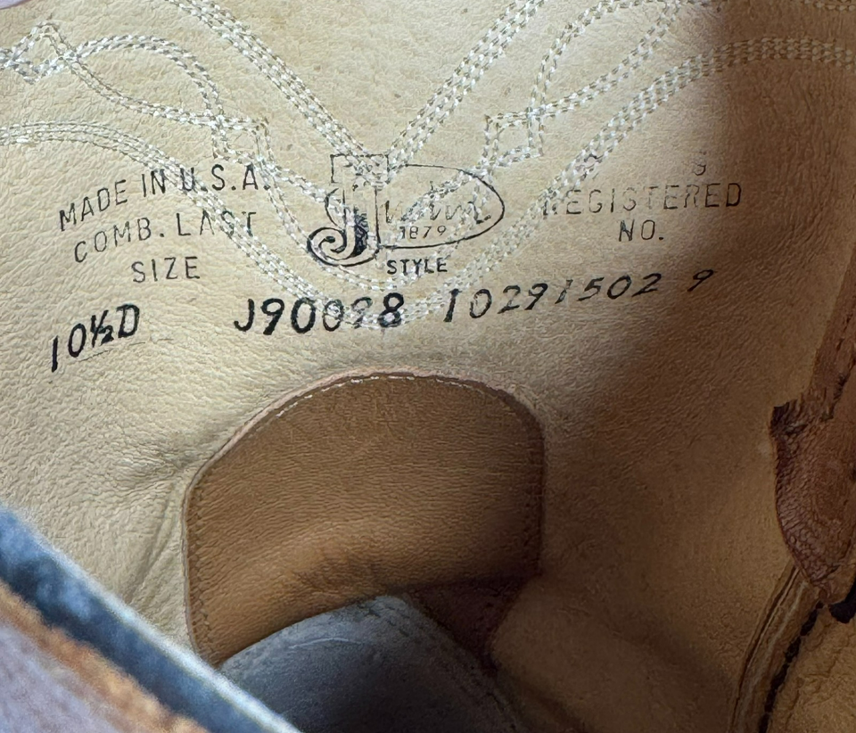 Justin Roper Ostrich Boots Men's 10.5D Brown Leather Hand Crafted USA ...