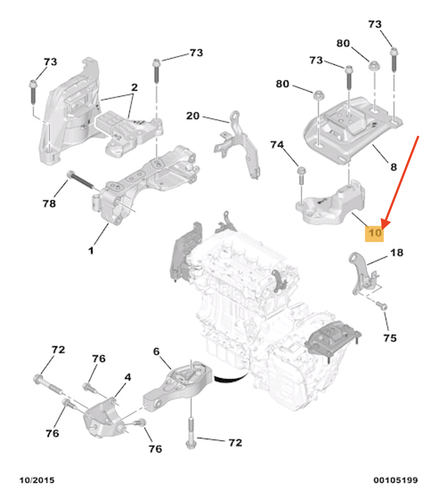 Support de montage moteur PEUGEOT 3008 gauche 9807982480 neuf d'origine ...