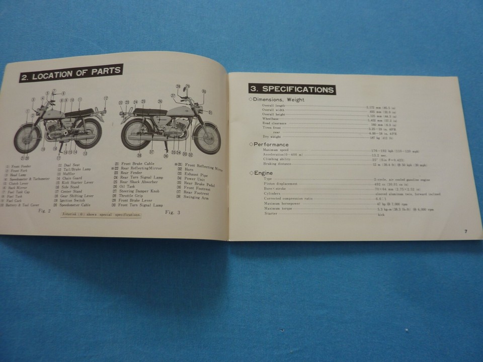 NOS SUZUKI T500 MARK2 OWNER'S MANUAL OWNERS MANUAL T 500 MARK 2 11 II ...