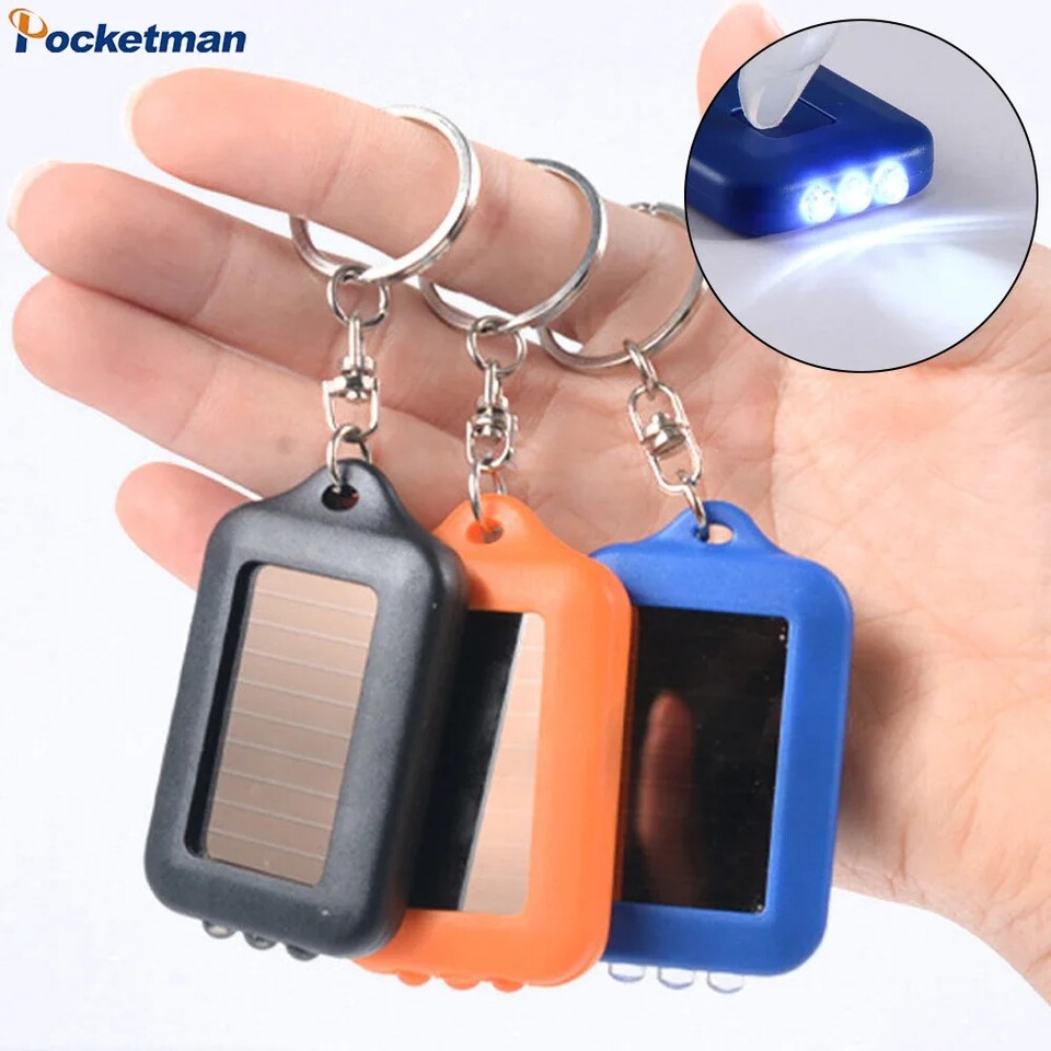 Mini Solar LED Keychain Flashlight Portable Pocket Light Key Ring Light ...