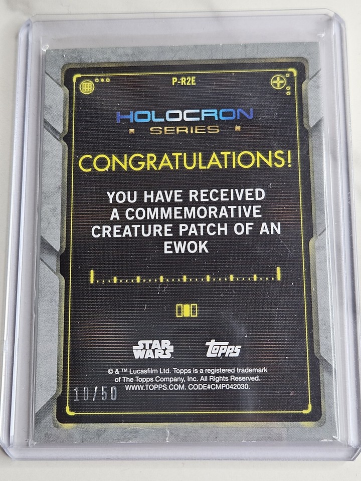 2020 Topps Star Wars Holocron Ewok & R2-D2 Creature Patch Card #d 10/50 ...