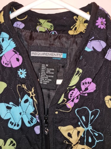 Requirements Women 1X Jacket Quilted Butterfly Print Zipper Long Sleeve ...