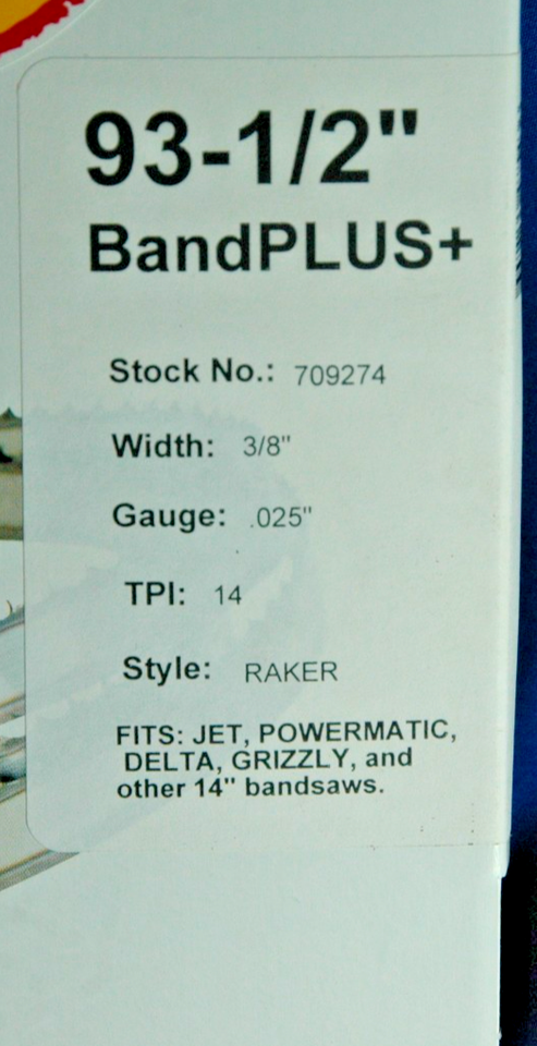 2 Pack-JET 93-1/2" x 3/8" x .025" x 14 TPI Raker Bandsaw Blade | eBay