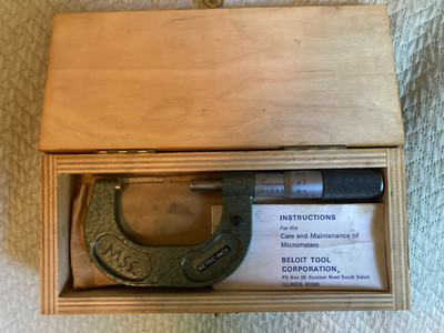 BELOIT TOOL CORP. 1'' TO 2'' MICROMETERS METRIC-INCH, UNUSED IN WOODEN ...
