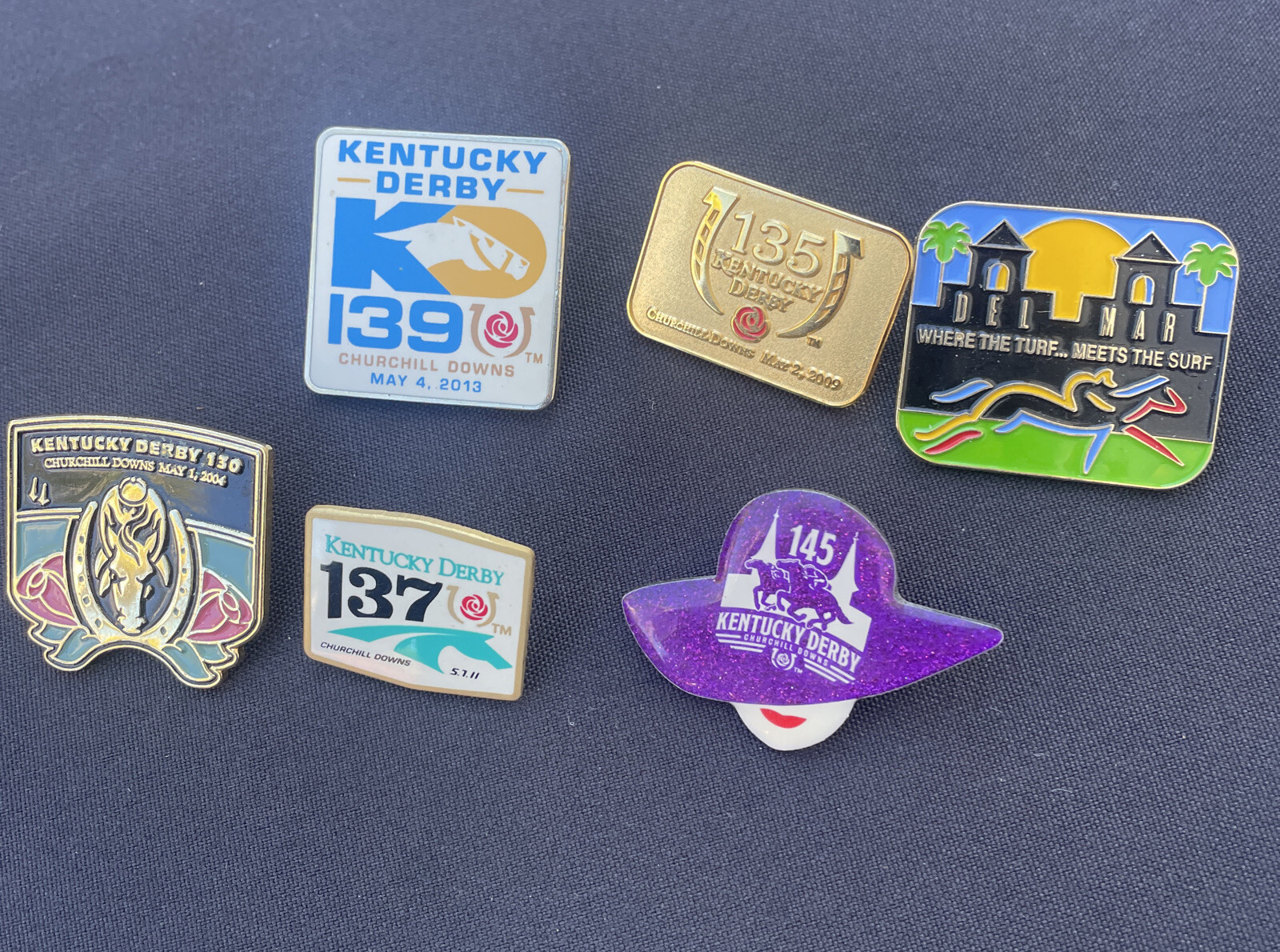 KENTUCKY DERBY PINS (Lot of 6) 2009, 2011, 2013 & Del Mar Pin | eBay