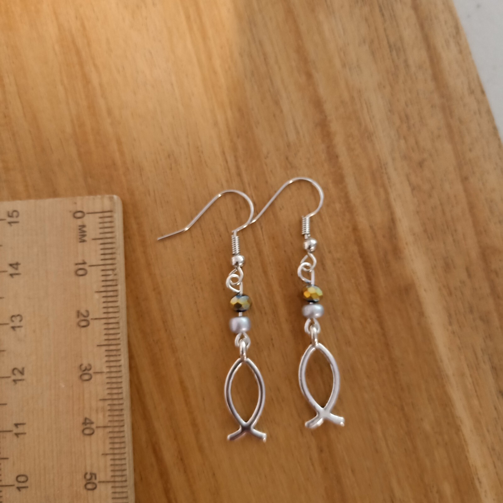 Silver Fish Symbol Dangle Earrings Hooks Christian Multicolour AUS Free ...