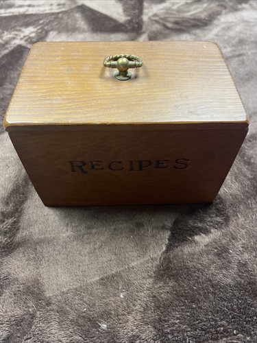 Vintage Engraved Wooden Recipe Box With Removeable Lid Brass-like Metal ...