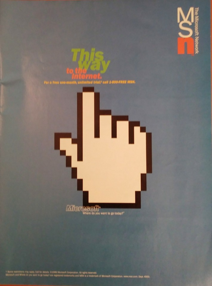 Vintage 1990's MSN Microsoft Network - "This Way to the Internet ...