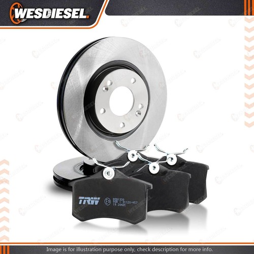 Rear TRW Disc Rotors + Brake Pads fits Volkswagen Touareg 7P5 7P6 3.0L ...