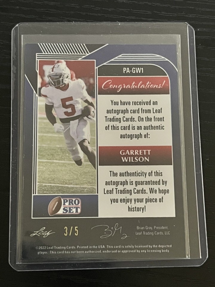 2022 Leaf Pro Set XRC GARRETT WILSON Autograph 3/5 Crystal Tiger Print ...