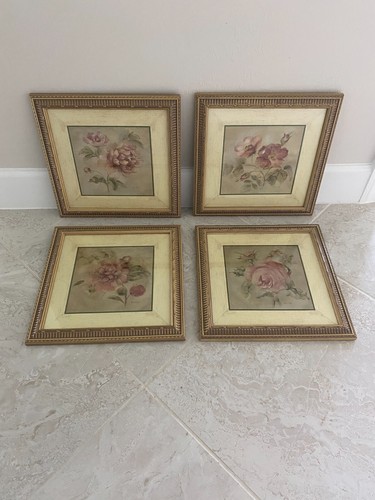 Vtg Cheri Blum Framed Rose Prints Set of 4 Floral Wall Art Cottagecore ...