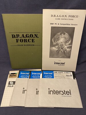 1990 Computer Game DRAGON FORCE Interstel 5.25" Floppy PC Roger Damon ...