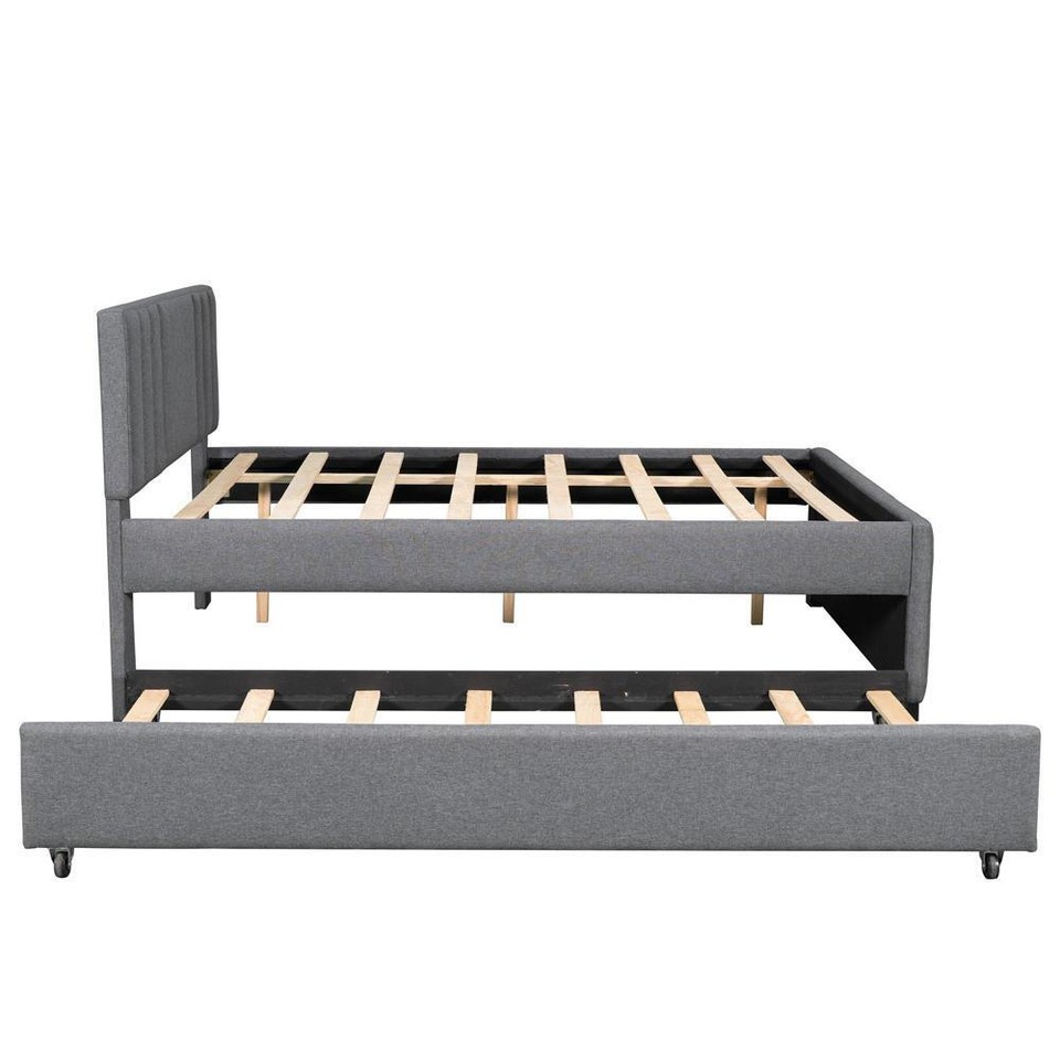 Simple Spread and Square Shape Full Size Upholstered Platform Bed with ...