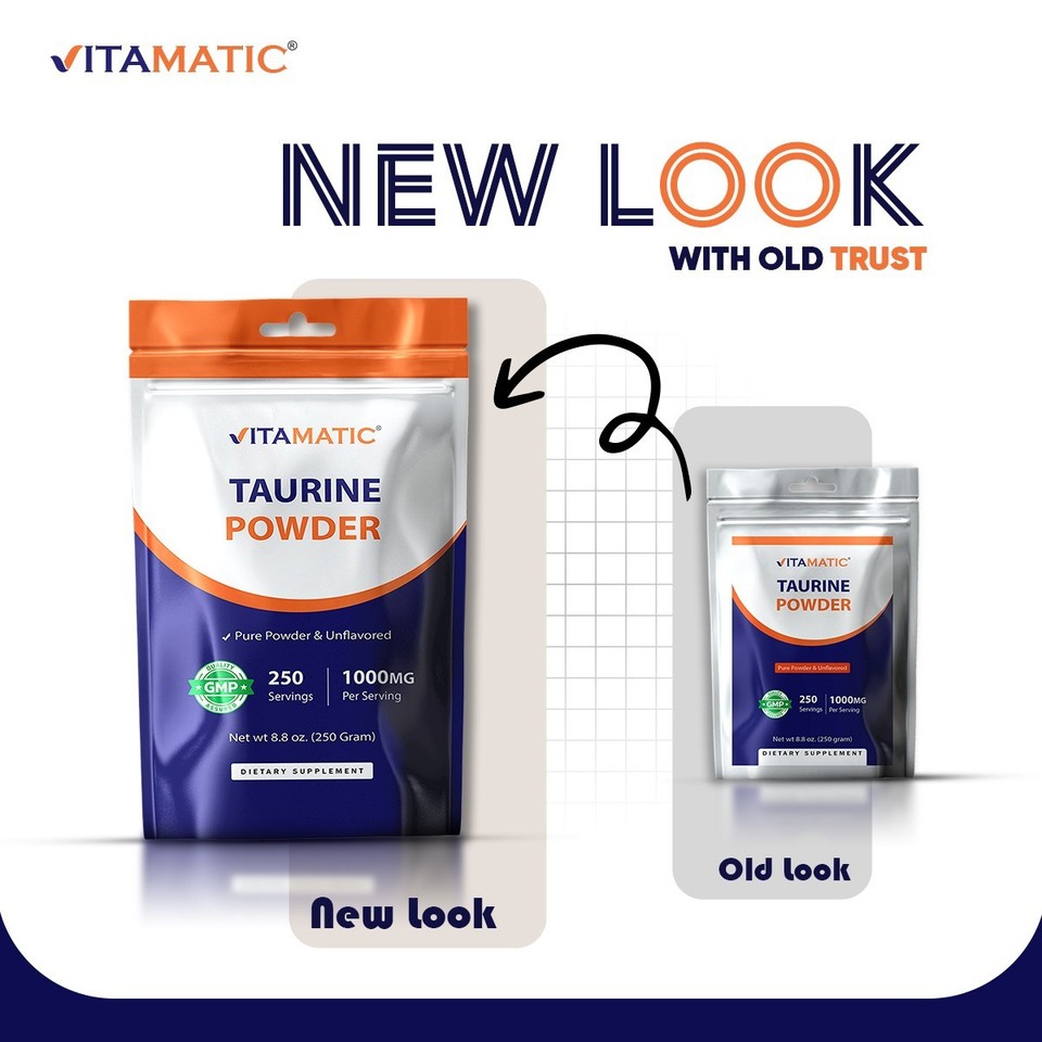 Vitamatic Pure Taurine 1000mg 250 Servings - Non-GMO, Gluten Free | eBay