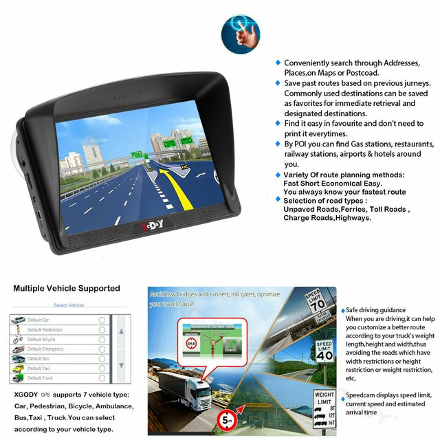 XGODY 886 7 inch 8GB ROM 256MB RAM Sat Nav Portable GPS System for sale ...