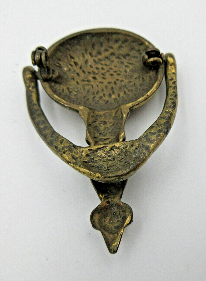 Vtg ANTIQUE pin missing gold tone metal yellow DOOR KNOCKER BROOCH ...