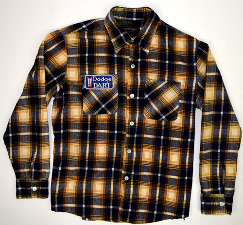 Vintage Plaid Flannel Shirt Dodge Dart Patch Size M 70s Shadow Plaid ...