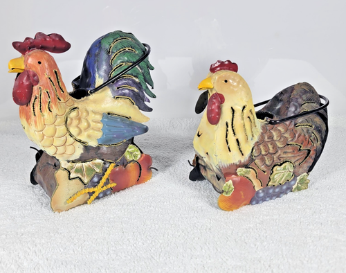 Vintage Metal Rooster & Chicken Tea Light Holders | eBay