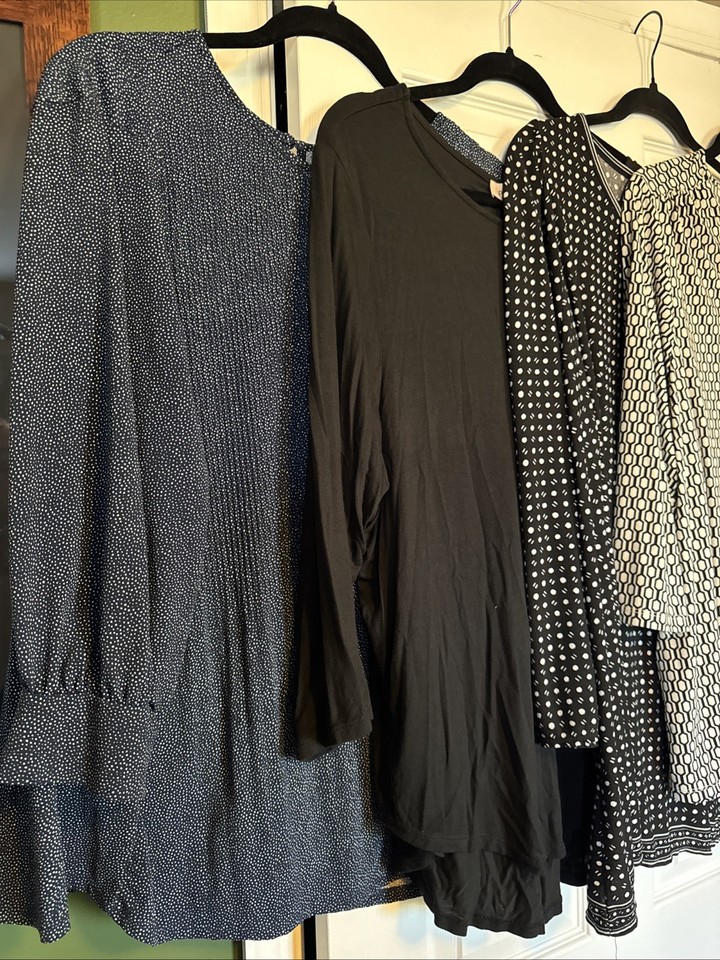 Lot Of 4 Plus Size 3X Tops Black, Navy, Blue Tahari, Max, Philosophy ...