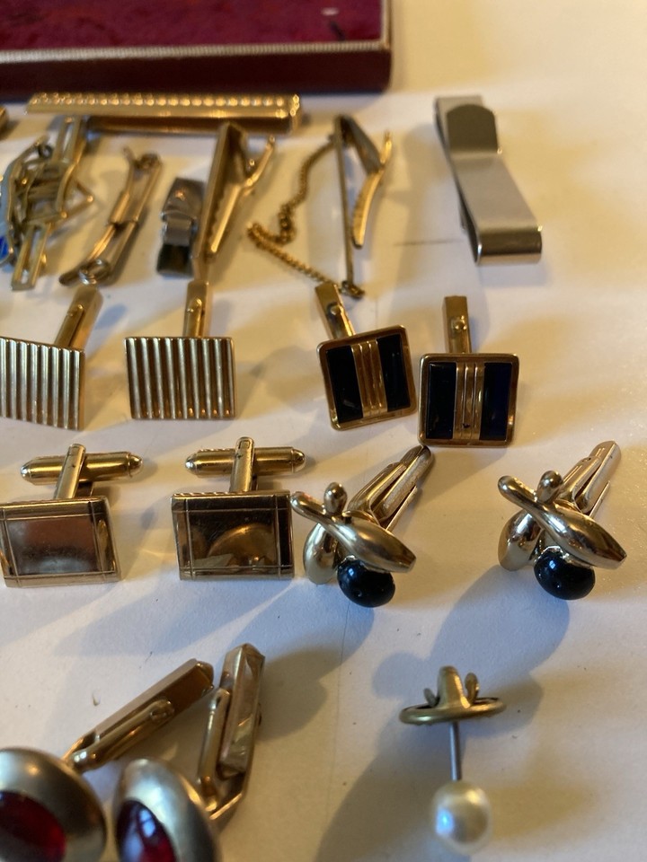 SWANK HICKOK CUFFLINKS TIE CLIPS VTG 40 pieces MIXED LOT SILVER GOLD | eBay