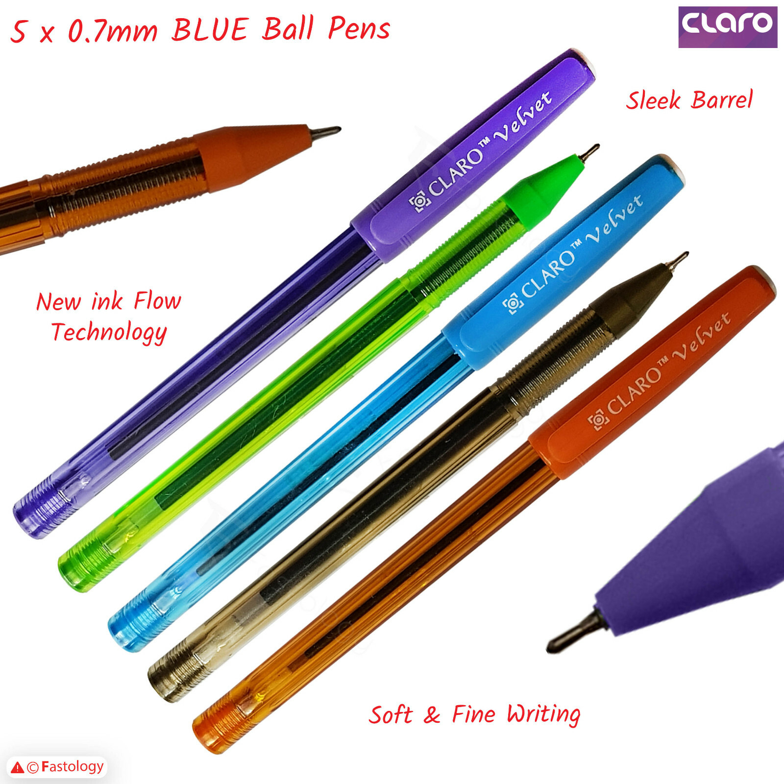 BLUE Ballpoint Pens CLARO Velvet-X 0.7mm Fine Point Ball Pen Soft Fine ...