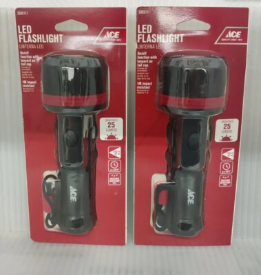 2 Ace LED Flashlights 25 Lumens 220 Ft Beam Weather Impact Resistant | eBay