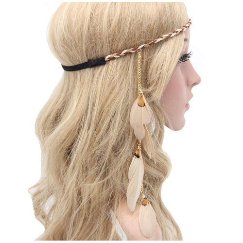 Feather Headband Hippie Indian Boho Hair Bands Tassel Bohemian ...