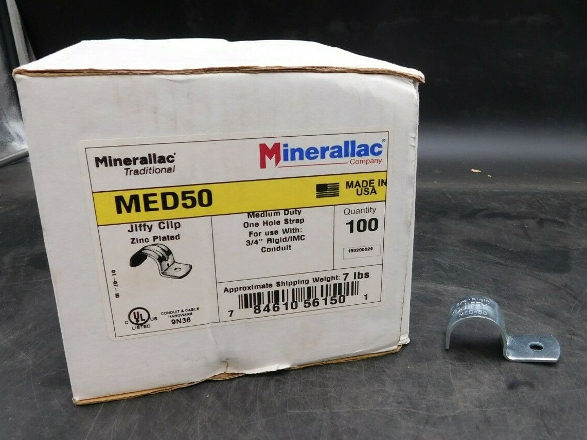 Minerallac MED50 Medium Duty One Hole Rigid/IMC Conduit Strap - Box of ...