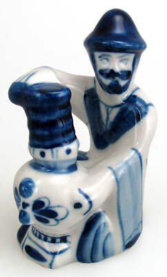 Man with Samovar Gzhel Hand-Painted Fine Porcelain Figurine by G ...