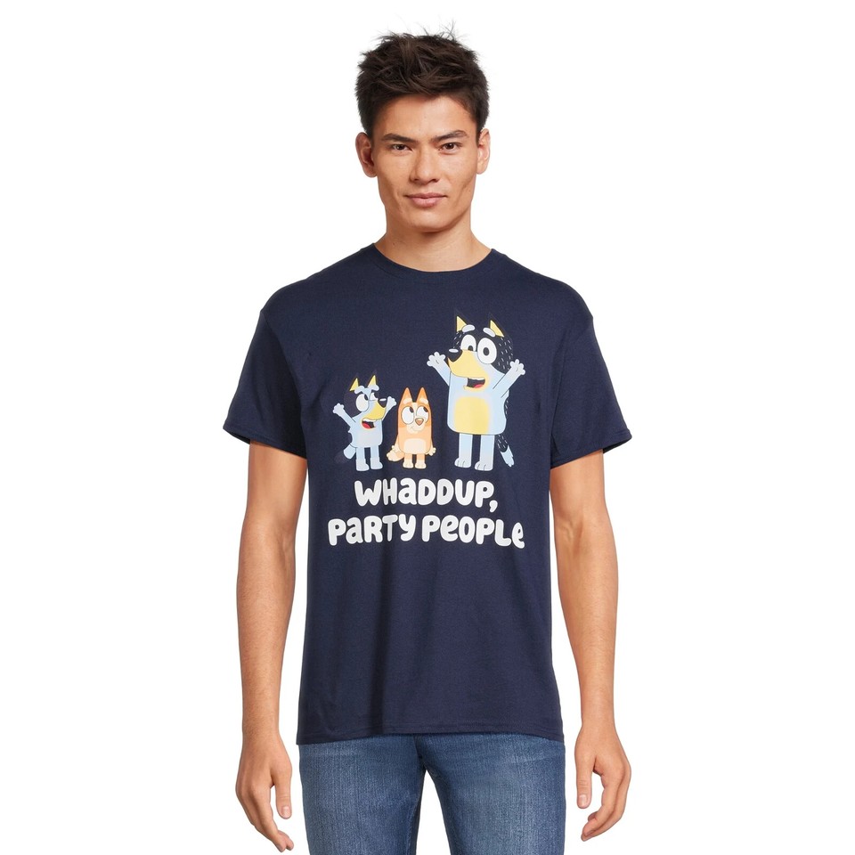 3X-LARGE Bluey Men's Whaddup Party People Graphic Print T-Shirt Adult ...