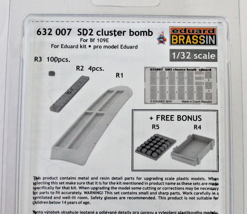 Eduard Bf-109E, SD2 Cluster Bomb Conversion, Resin Upgrade 1/32 632 007 ...