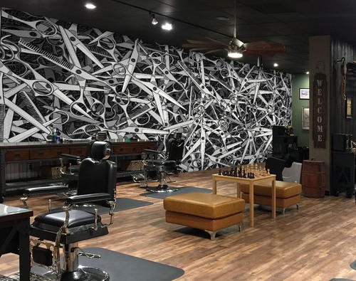 3D Scissors G124 Hair Cut Barber Shop Wallpaper Wall Murals Self ...