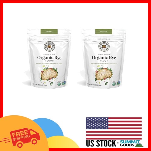 Organic Medium Rye Flour Pack of 2 (3 lbs each) - Non-GMO, Ideal for ...