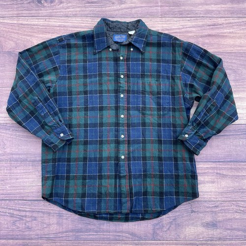 Vtg Pendleton Size XL Green Blue Plaid Long Sleeve Button Down 100% ...