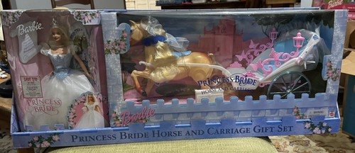 2000 NRFB Mattel BARBIE PRINCESS BRIDE HORSE & CARRIAGE Set #28598 ...
