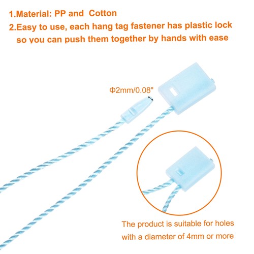 140Pcs Nylon Hang Tag String 6.7Inch Snap Lock Pins Loop Price Tag Sky ...