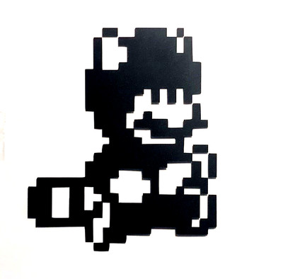 Mario Tanooki Raccoon 8-bit NES retro pixel BLACK vinyl decal ...