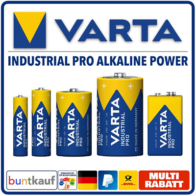 VARTA ALKALINE INDUSTRIAL PRO BATTERIEN Auswahl AA l AAA l C l D l 9V ...