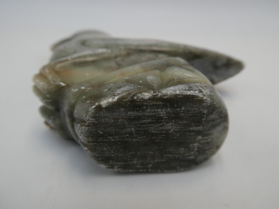 VINTAGE INUIT NATIVE INDIGENOUS AMERICAN TRIBAL CARVED GREEN STONE BIRD ...