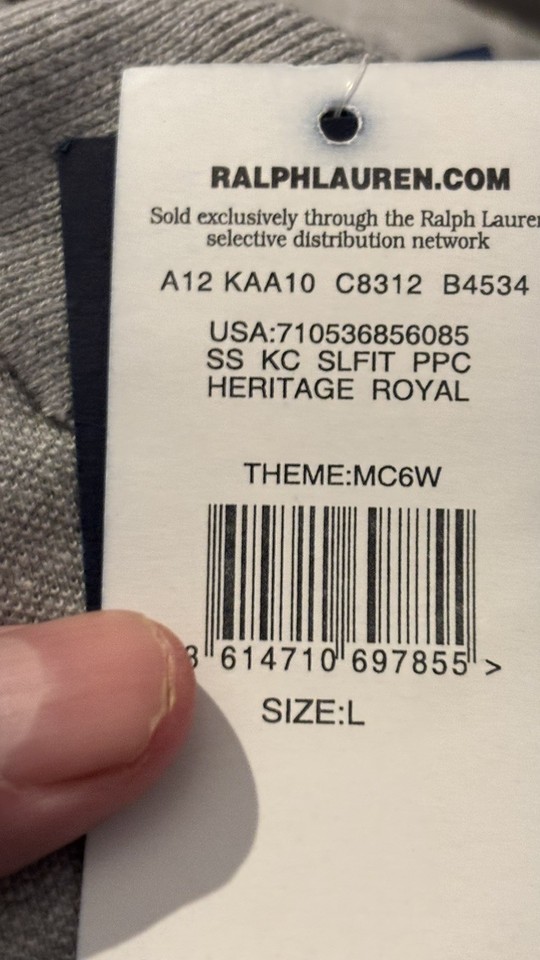 Ralph Lauren Polo Shirt Slim Fit Heritage Royal Grey Men's Large S S ...