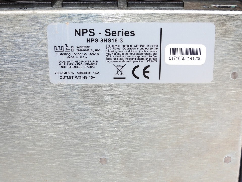 WTI NPS-8HS16-3 NETWORK POWER SWITCH PDU 16A 240V MADE IN USA | eBay