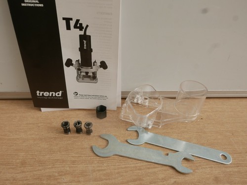 TREND T4E ROUTER SET X 3 COLLETS + COLLET NUT 6MM 1/4" & 8MM + SPANNERS ...
