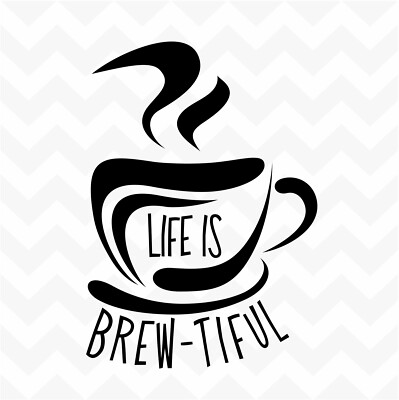 LIFE IS BREWTIFUL coffee vinyl wall art sticker decal kitchen cafe home ...