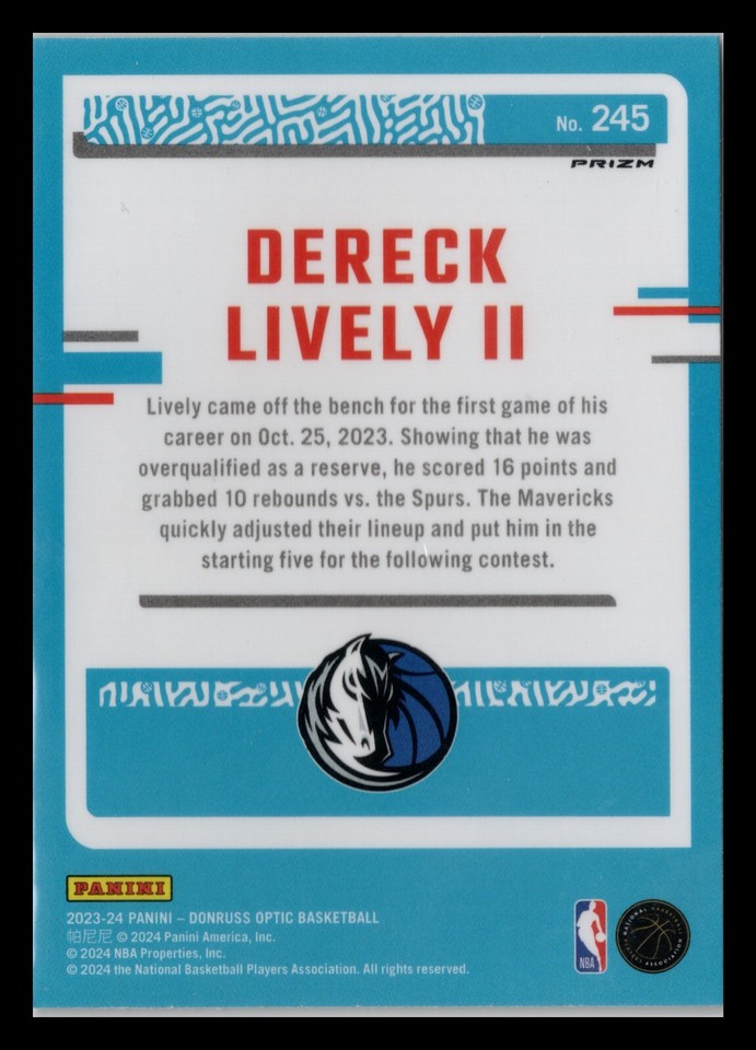 2023-24 Panini Donruss Optic - Rated Rookie Green Hyper Prizm #245 ...