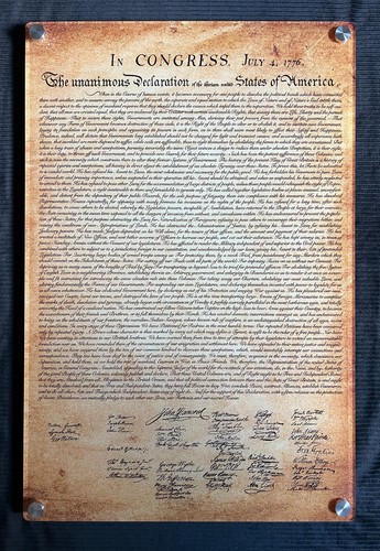 The US Declaration of Independence Sign Acrylic Indoor/Outdoor Rigid 16 ...