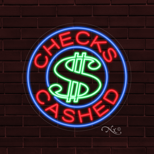 NEW "CHECKS CASHED" w/LOGO 26x26x1 INCH LED FLEX WINDOW/WALL INDOOR ...