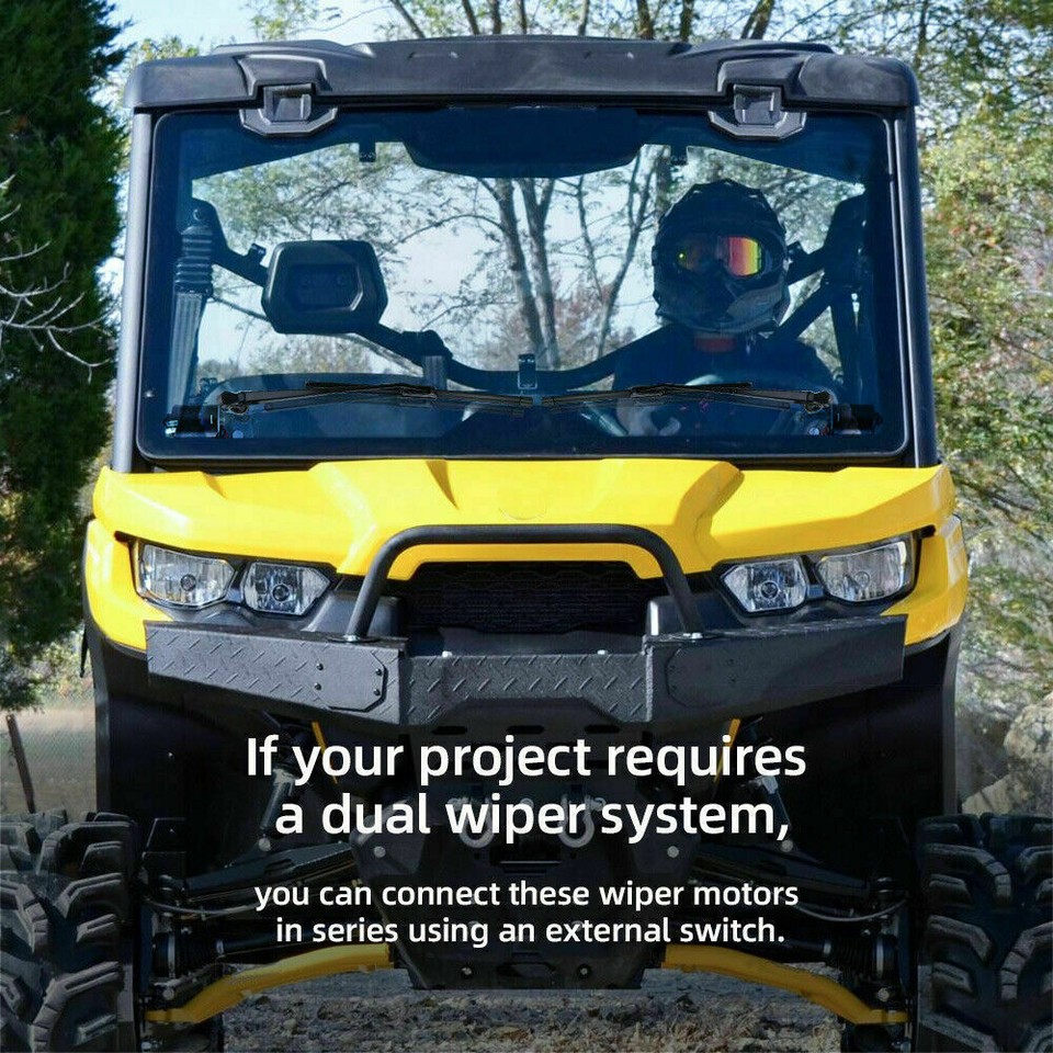 UTV 12V Electric Windshield Wiper Motor Kit Washer Bottle For Can Am ...