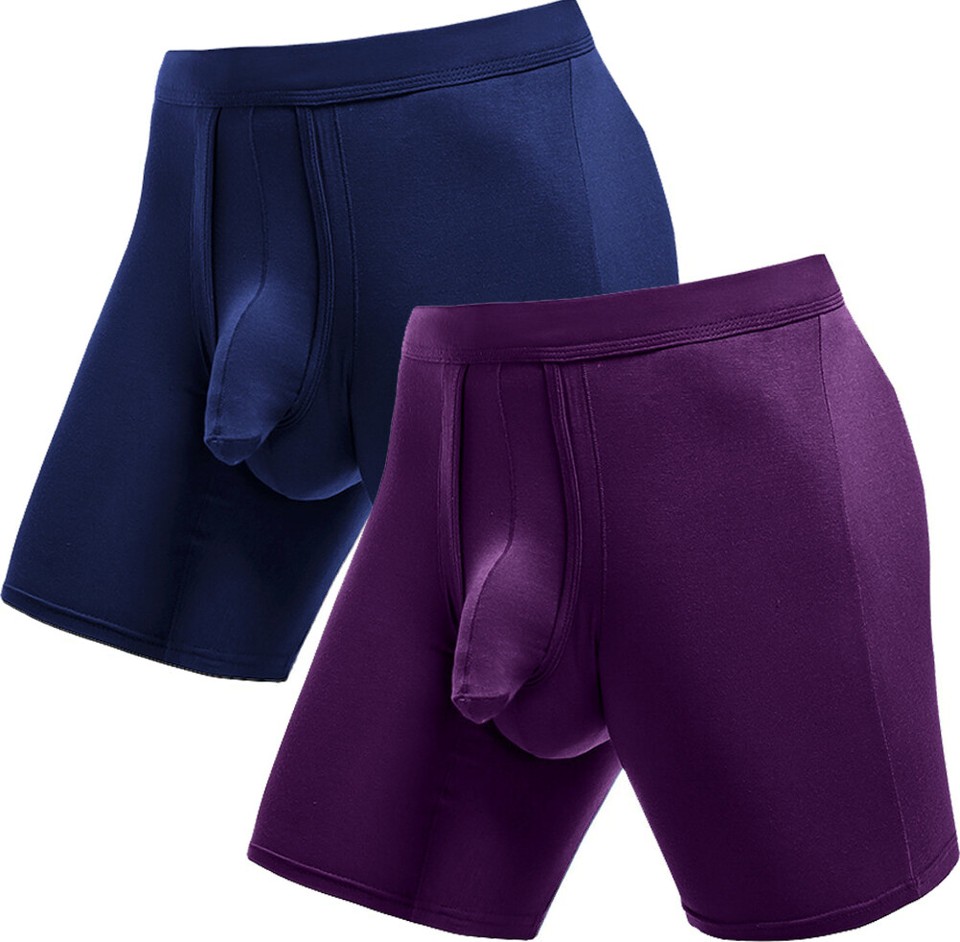 Mens Underwear Dual Pouch Trunks Support Ball Pouch Bulge Enhancing ...
