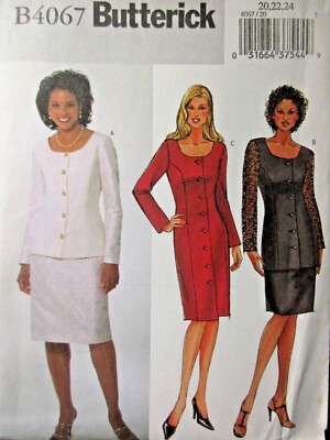 Butterick Pattern 4067 Sizes 20 - 24 Easy Misses Petite Jacket Dress ...