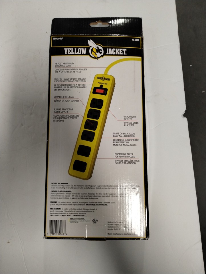 Yellow Jacket 5138N 5138 Metal Surge 6-Outlet Protector, Yellow/Black ...